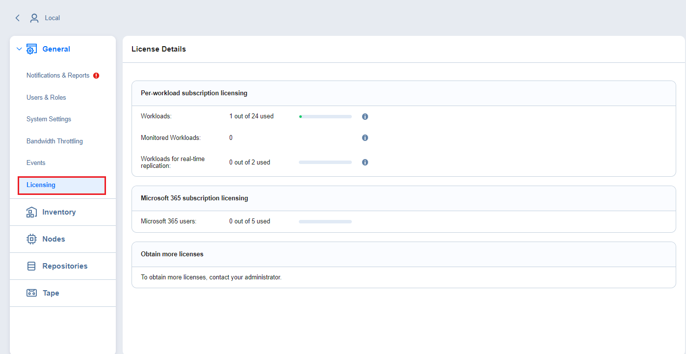 Viewing Tenant Licensing Details in Multi-Tenant Mode